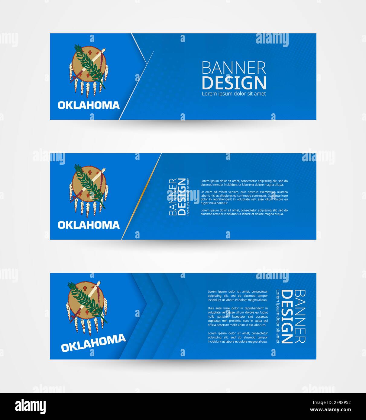 Set of three horizontal banners with US state flag of Oklahoma. Web ...