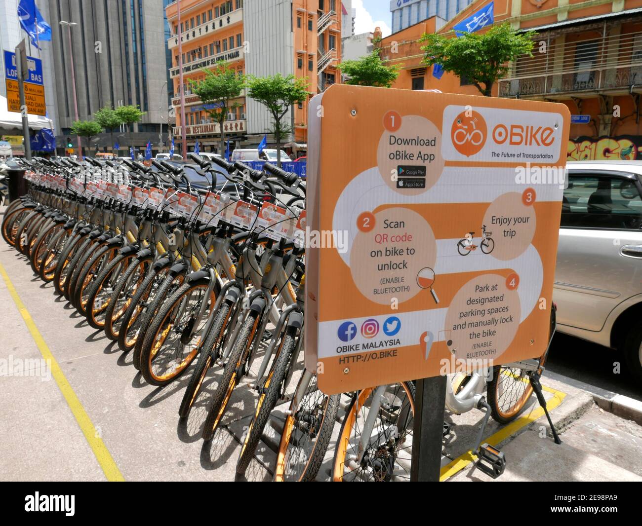 Apps based OBike station, Kuala Lumpur Malaysia Stock Photo - Alamy