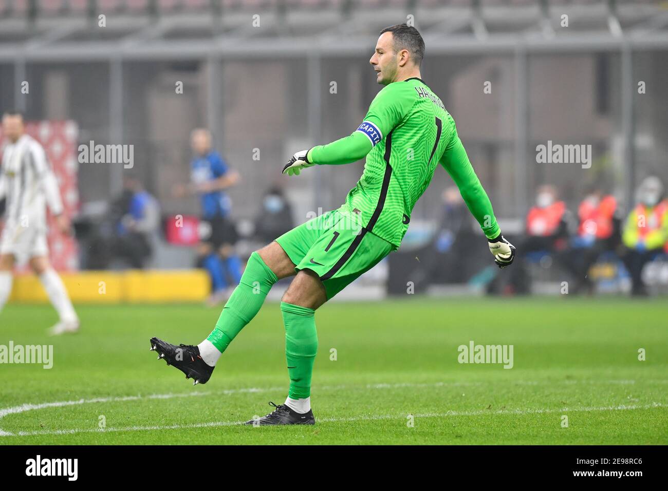 Milano, Italy. 02nd Feb, 2021. Goalkeeper Samir Handanovic (1) of Inter ...