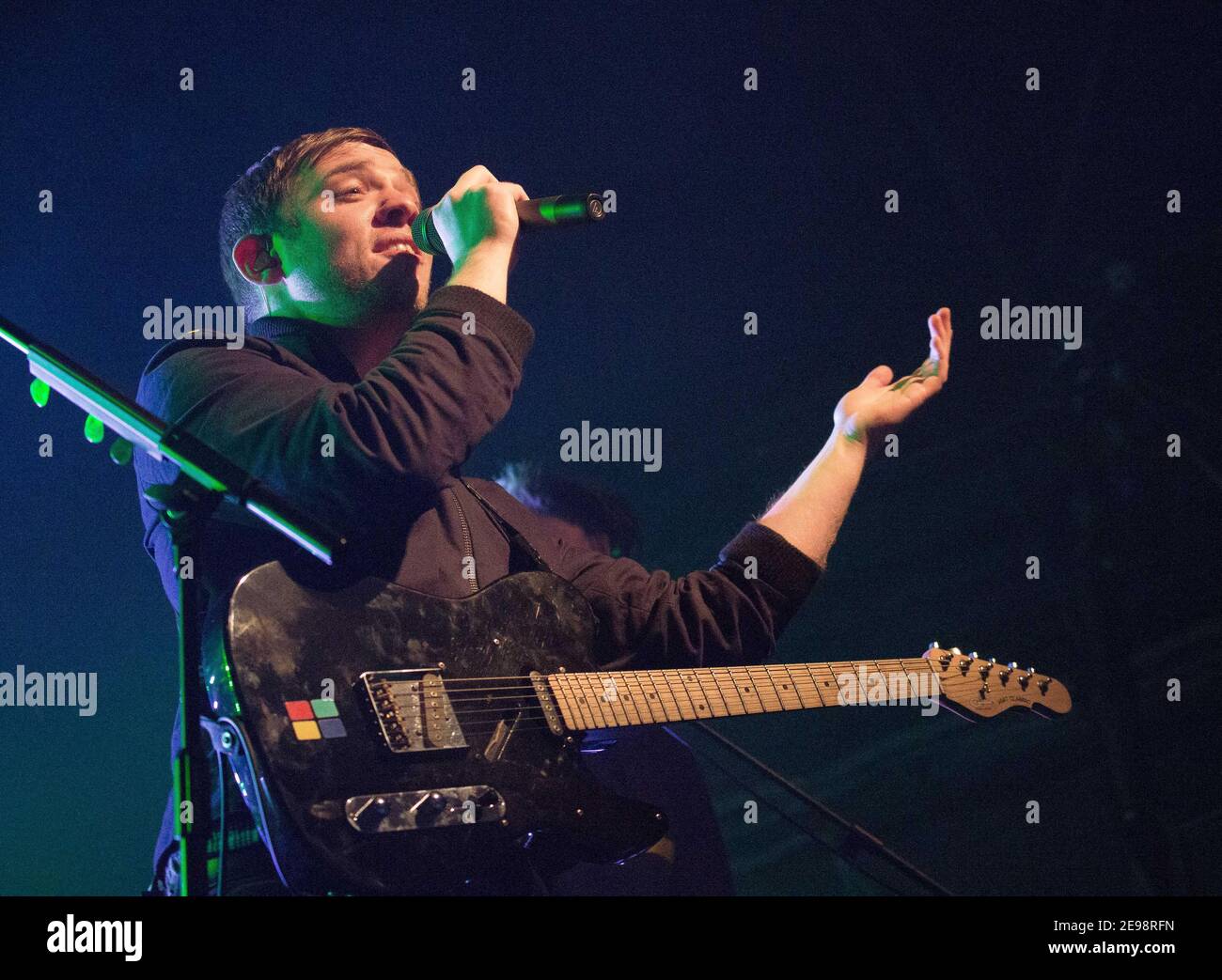 Jonathan Higgs of Everything Everything performing live on stage at ...