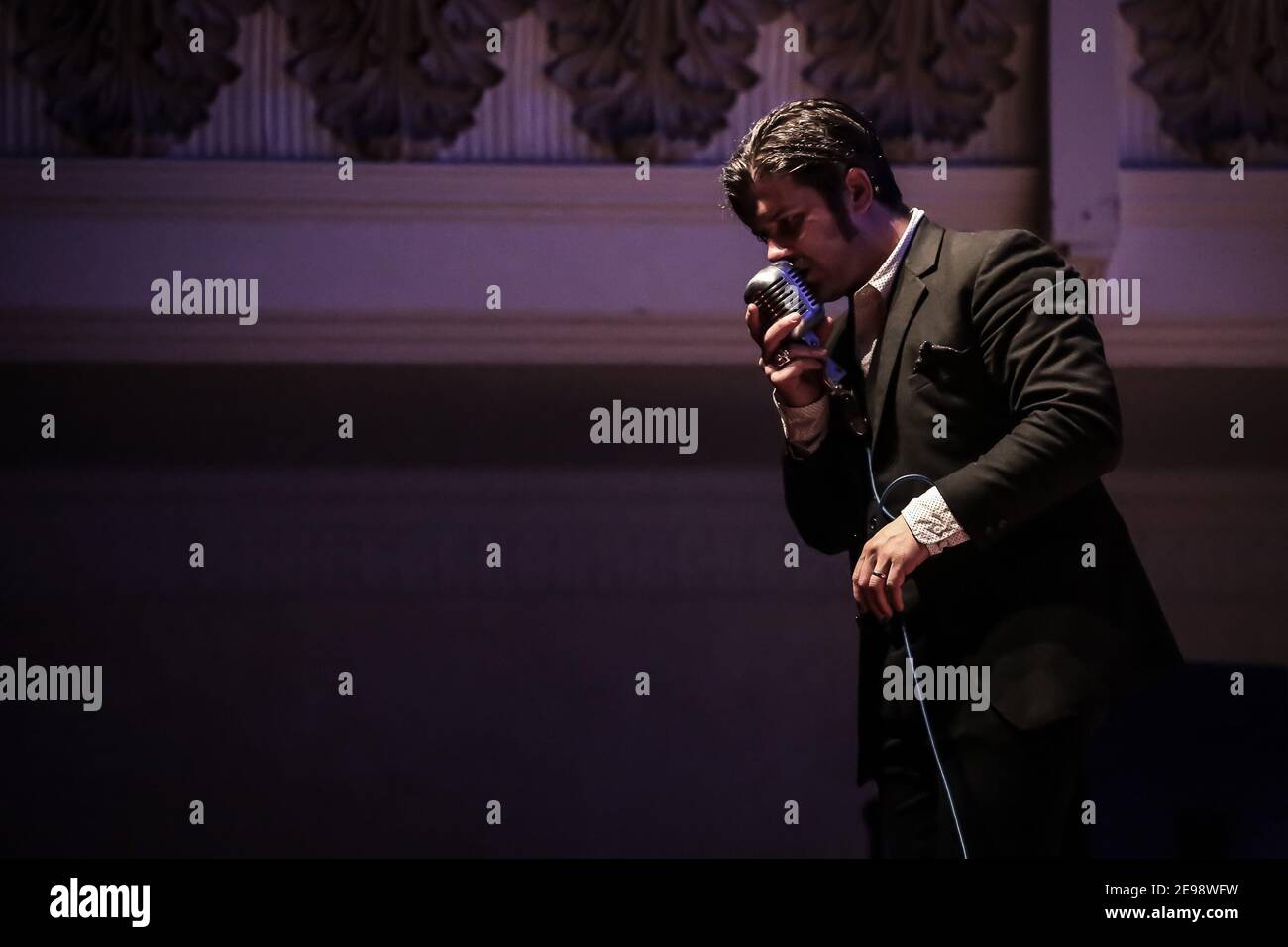 Singer-songwriter Ed Harcourt performing live on stage at Cadogan Hall ...