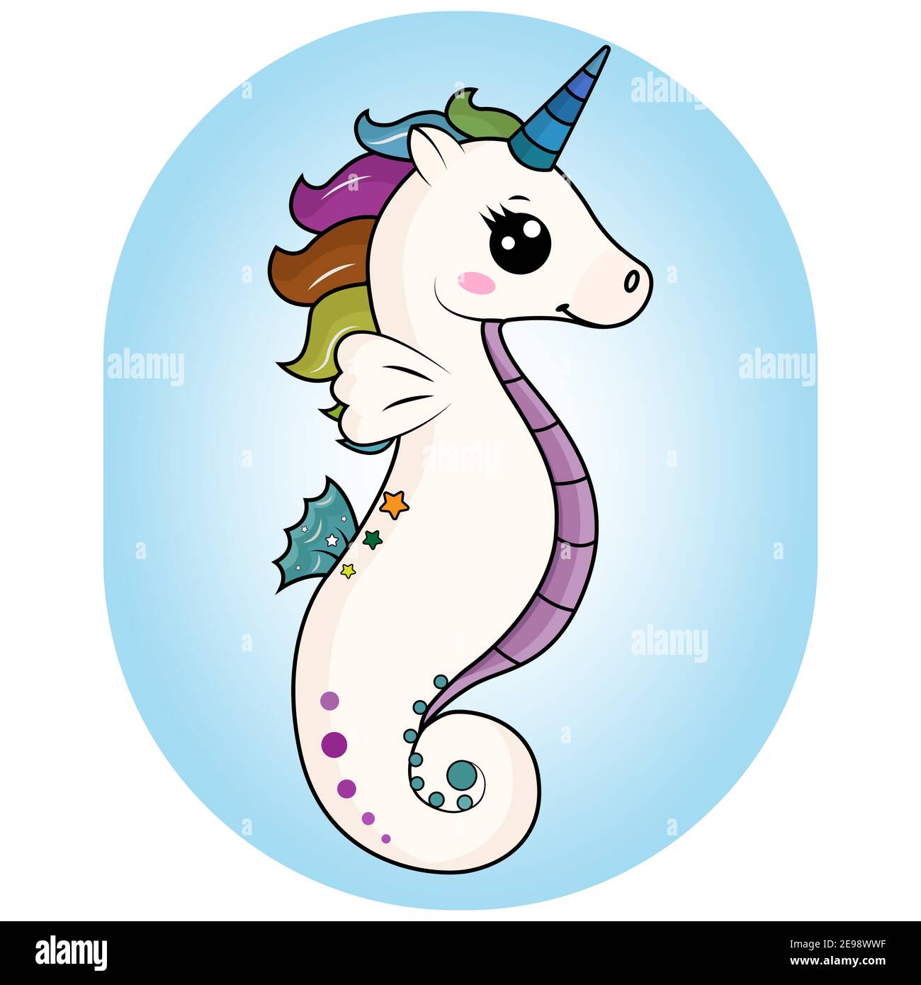 Magical seahorse unicorn. Simple flat style. Vector illustration design ...
