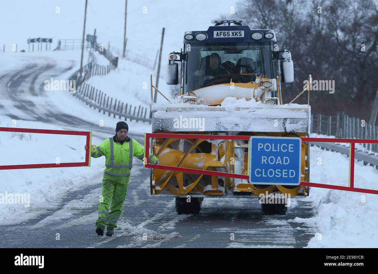 The snow gates on the A93 at Spittal of Glenshee are opened and closed ...