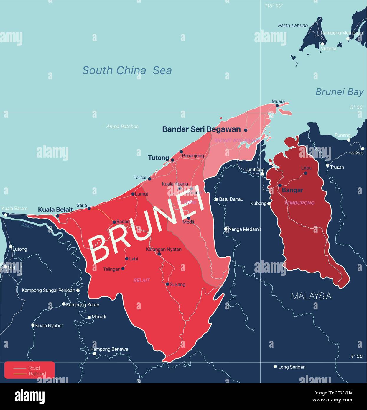 Geographic Map Brunei