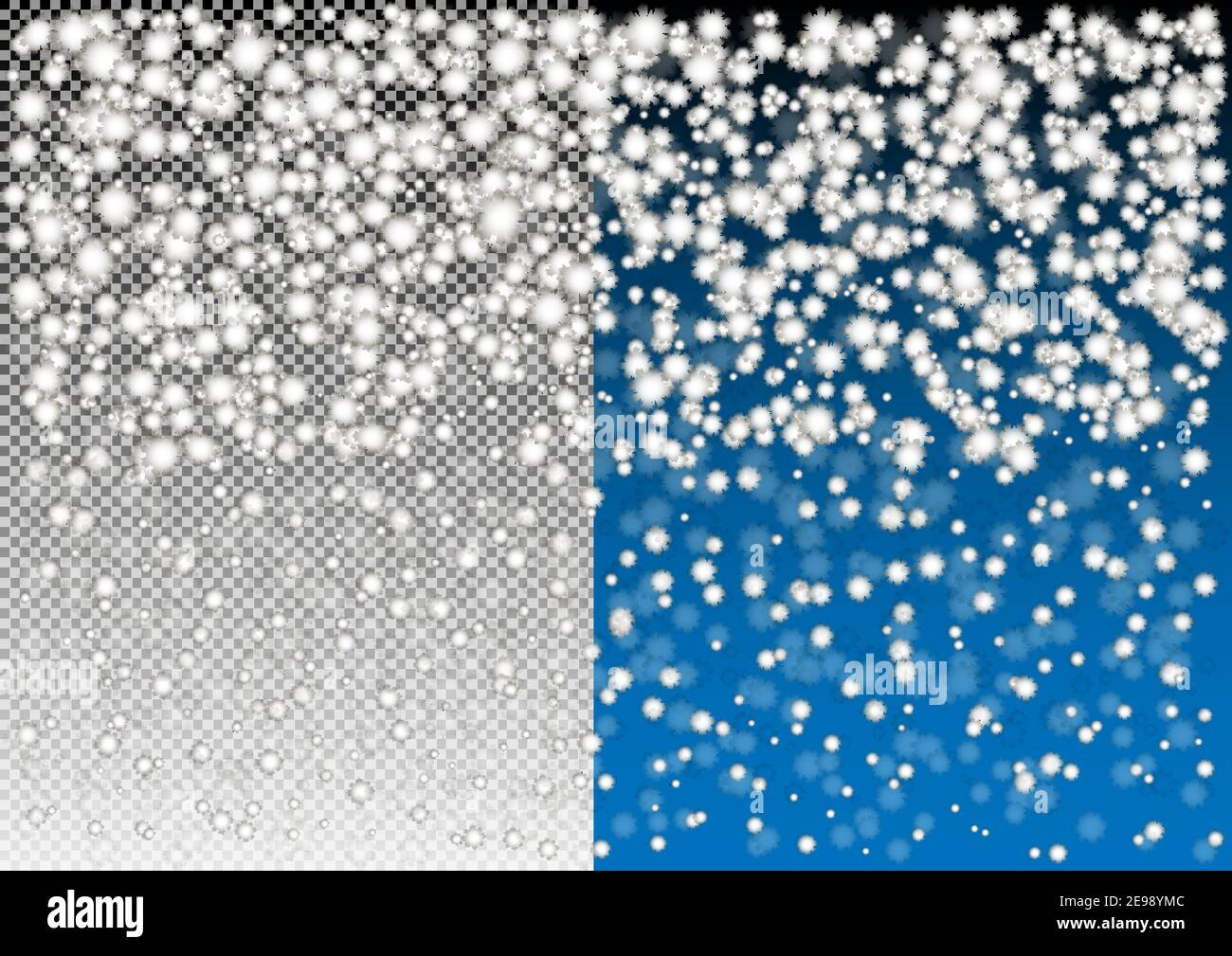 Abstract snowflakes background. Falling snow on dark blue and ...