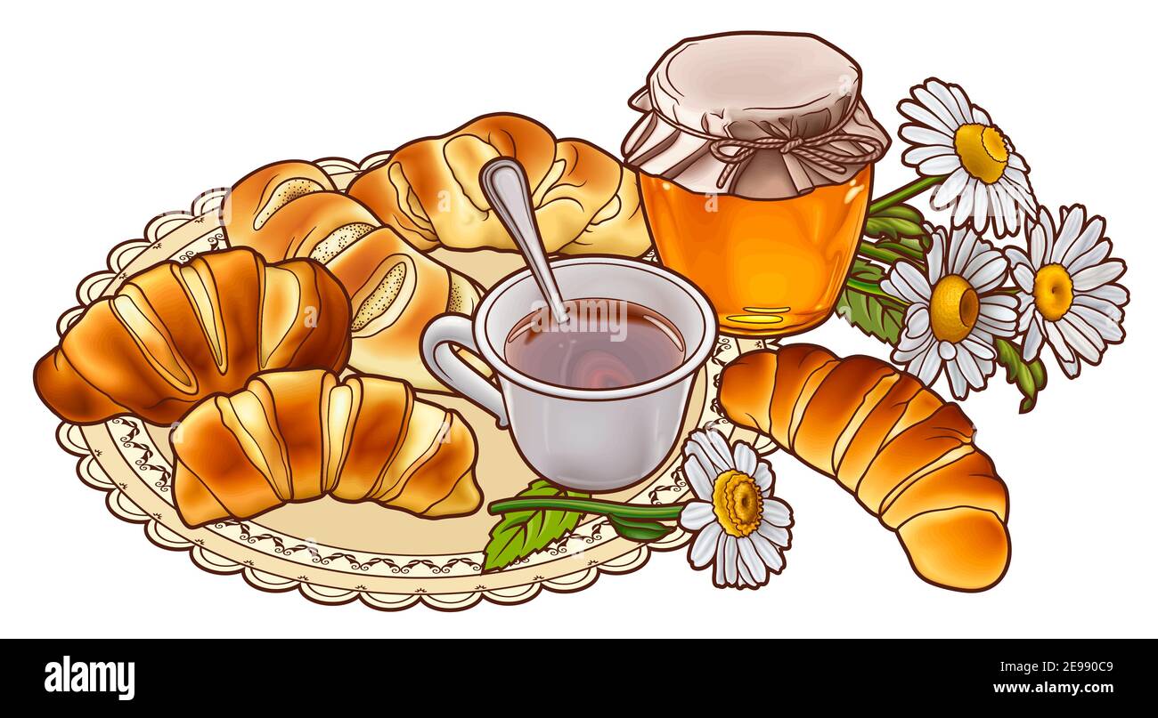 Tea and buns Stock Vector Images - Alamy