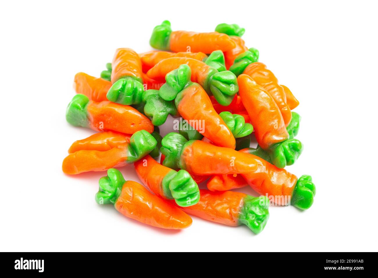 Gummy Candy Carrots Isolated on a White Background Stock Photo - Alamy