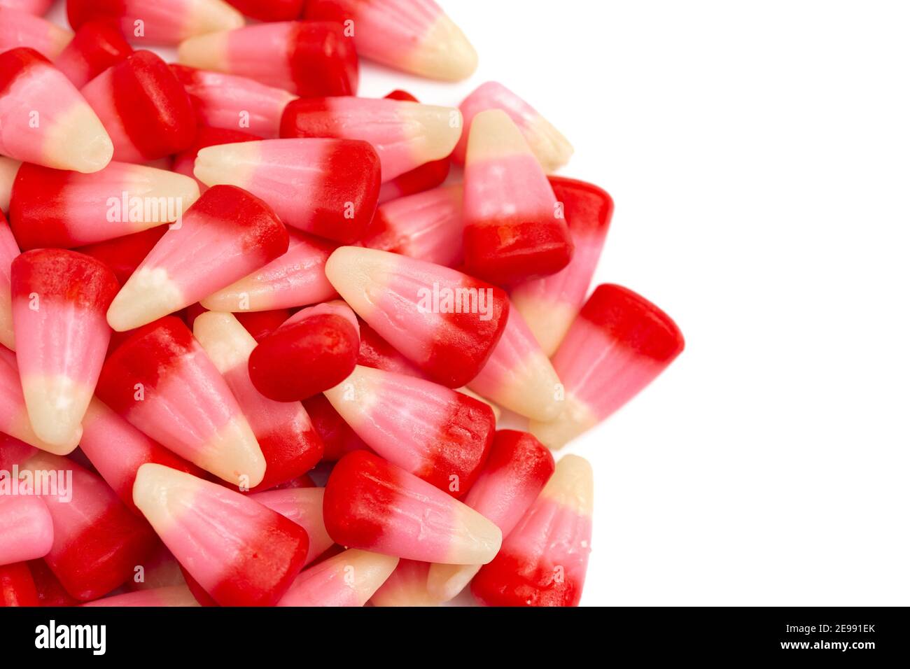 Red Pink and White Valentines Day Candy Corn Isolated on a White ...