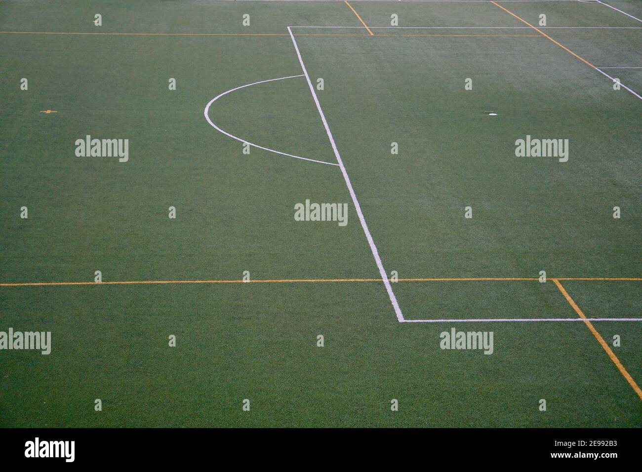empty soccer field with green grass Stock Photo - Alamy