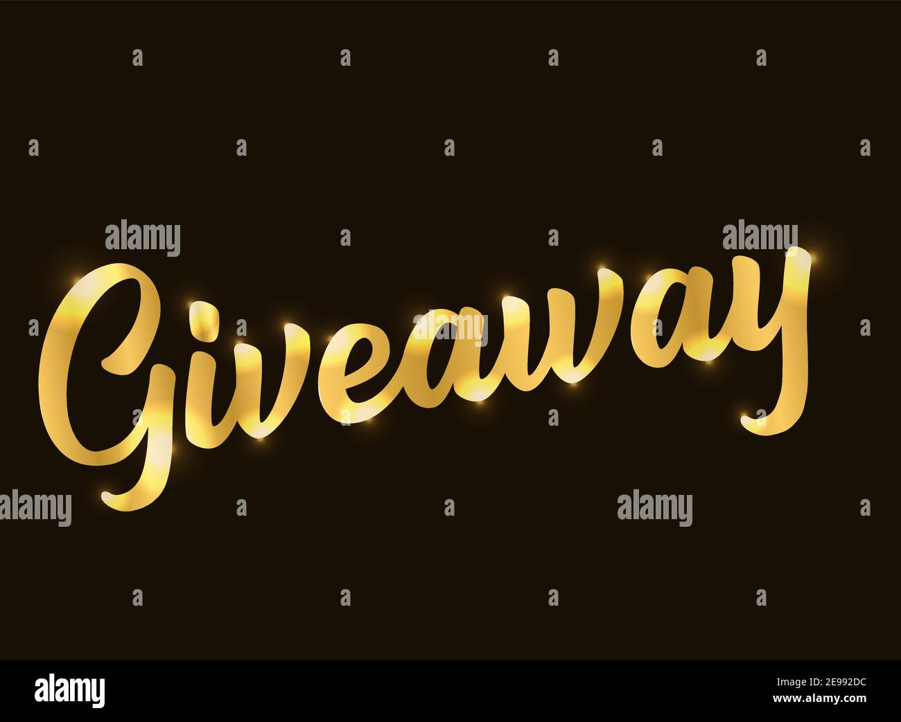 Hand sketched GIVEAWAY word in gold on black background. Lettering for ...