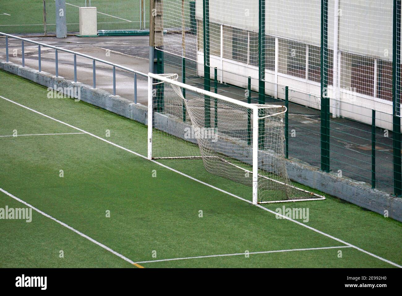 empty soccer field with green grass Stock Photo - Alamy