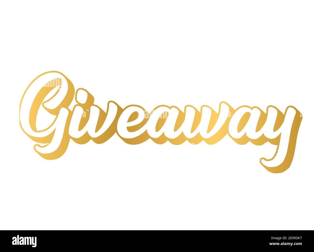 Hand sketched GIVEAWAY word in gold on white background. Lettering for ...