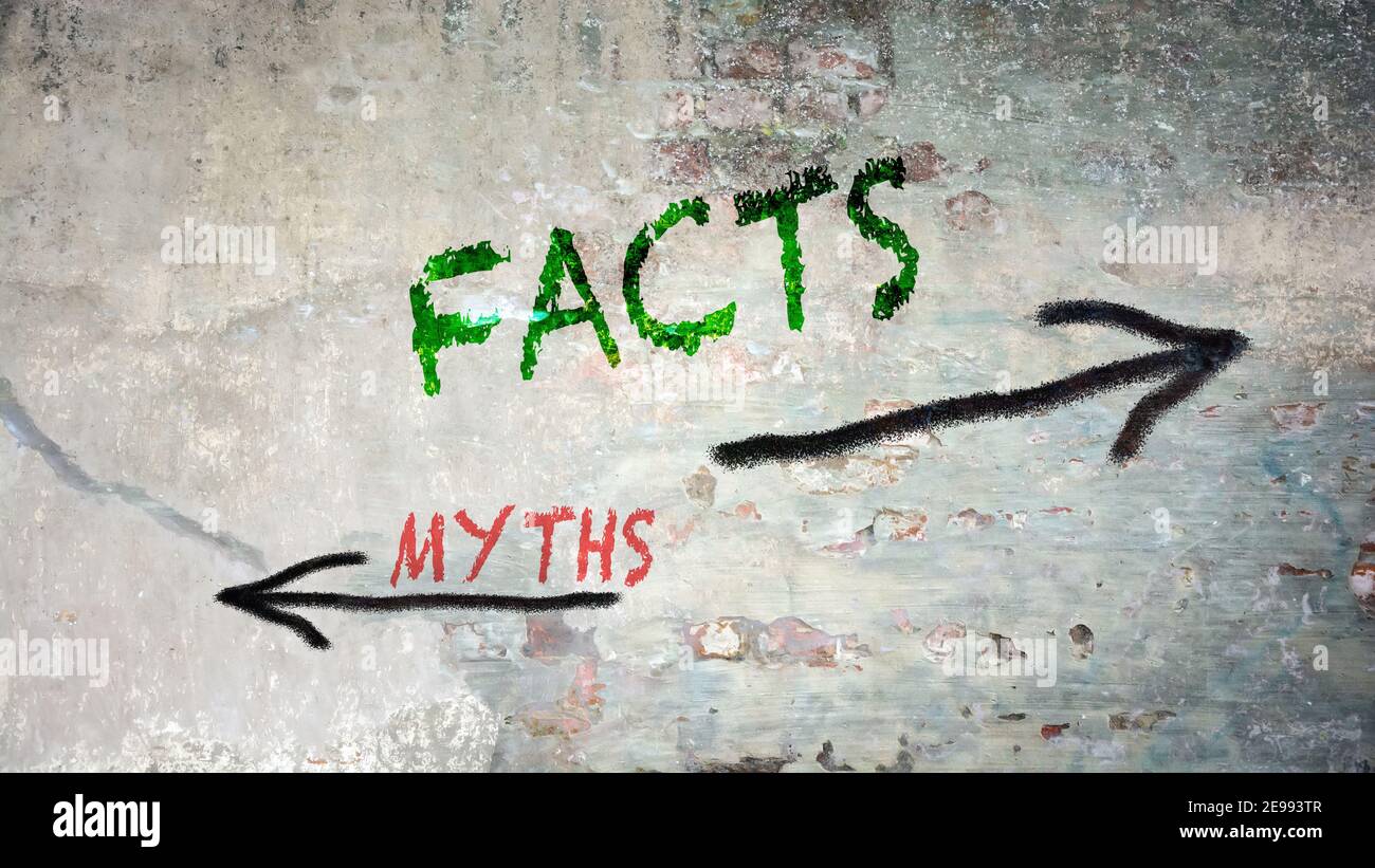 Street Sign the Direction Way to Facts versus Myths Stock Photo - Alamy