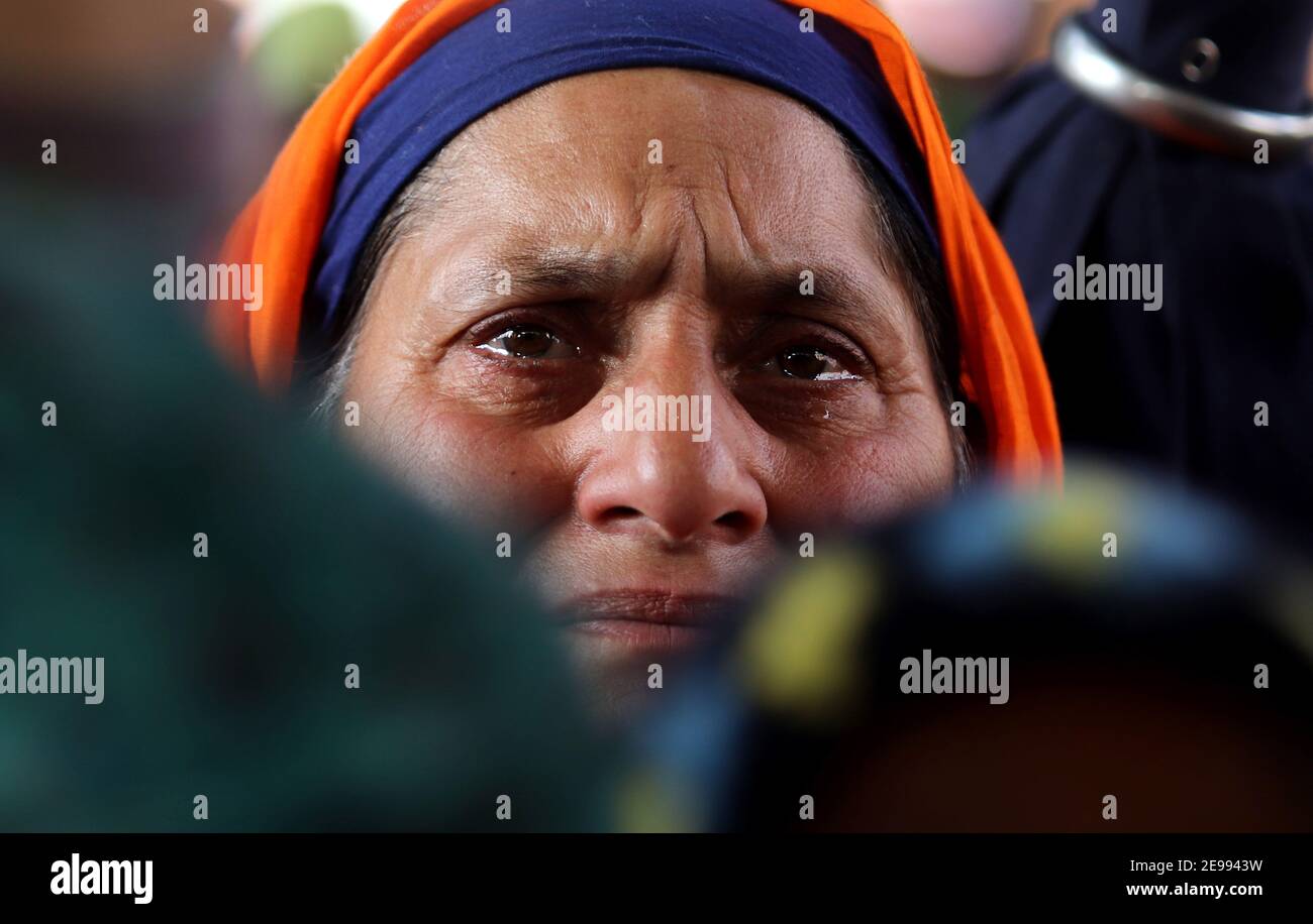 crying protester