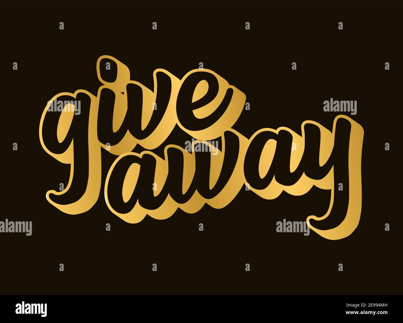 Hand sketched GIVEAWAY word in gold on black background. Lettering for ...