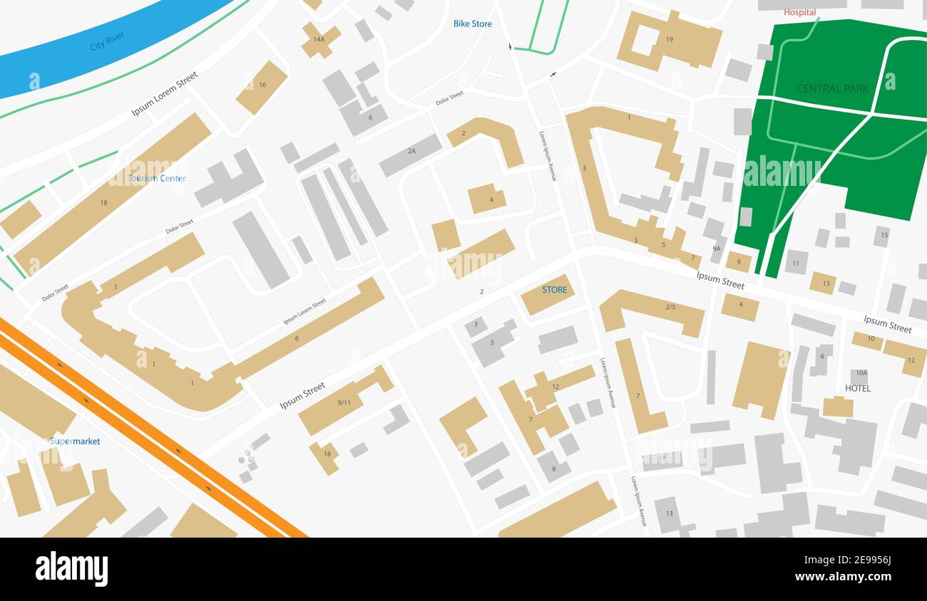 City Map Abstract Design for Mobile App Illustration. Urban Navigation ...