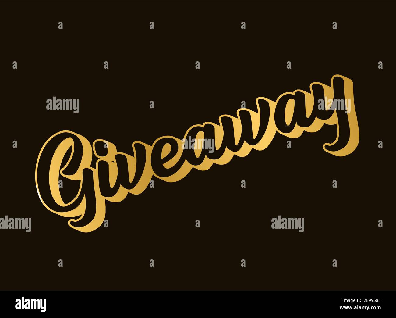 Hand sketched GIVEAWAY word in gold on black background. Lettering for ...