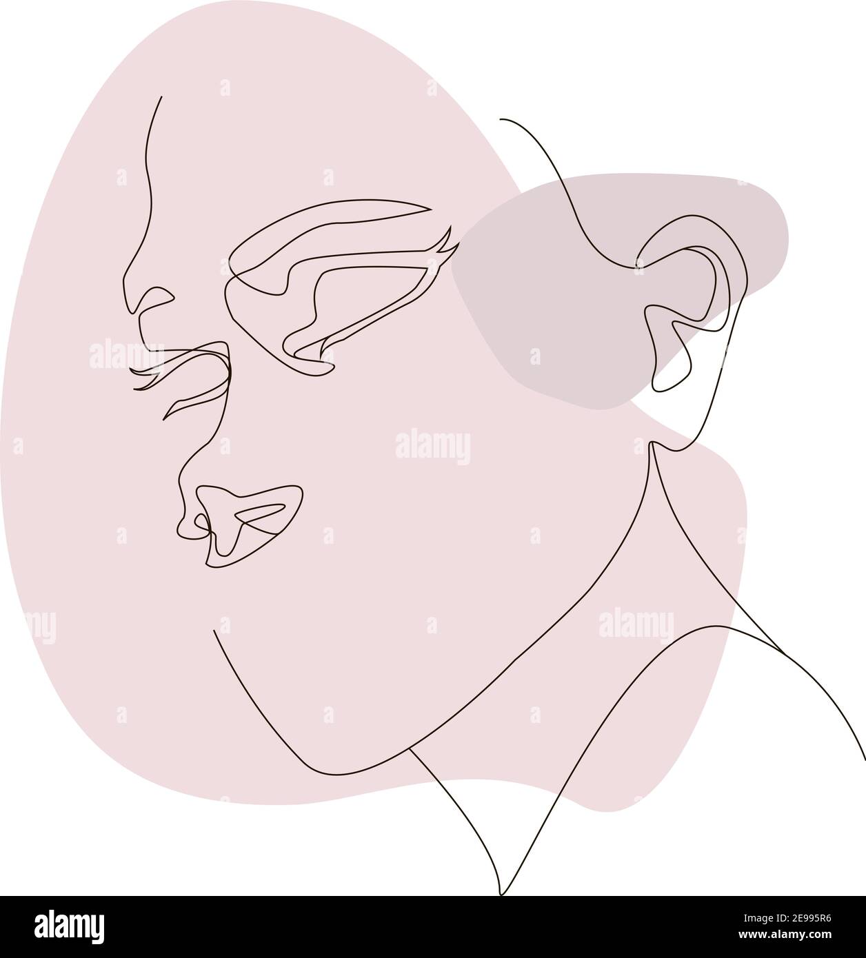 Modern Line Art Portrait Of Beautiful Women Face Stock Vector Image