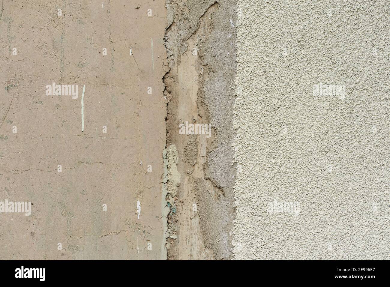 Grey texture of old broken asphalt road or wall big abrasions cracks on ...