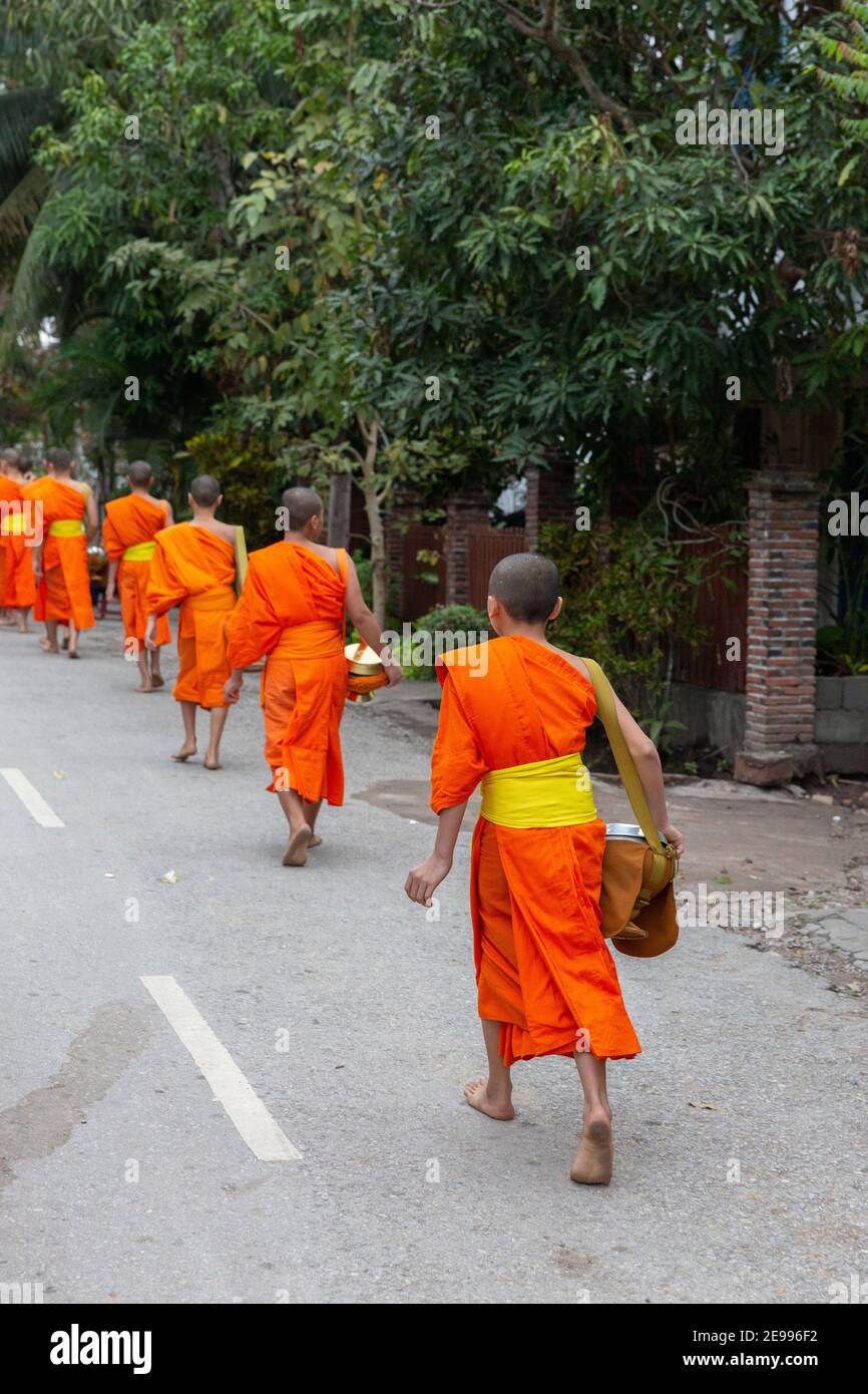 Luang Prabang, Laos Tak Bat or The monk's morning alms procession Stock ...