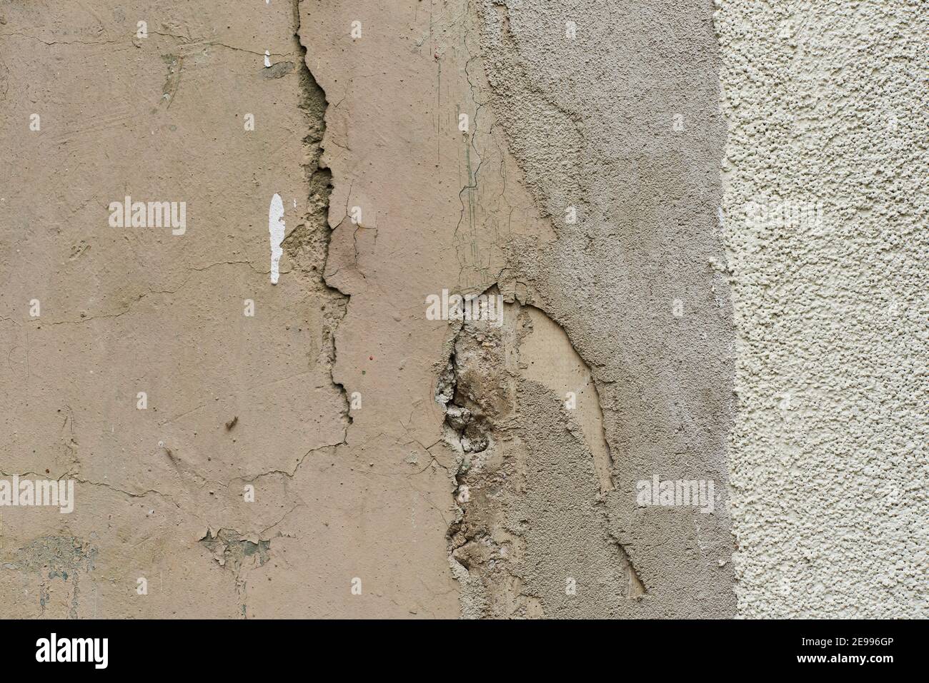 Grey texture of old broken asphalt road or wall big abrasions cracks on ...
