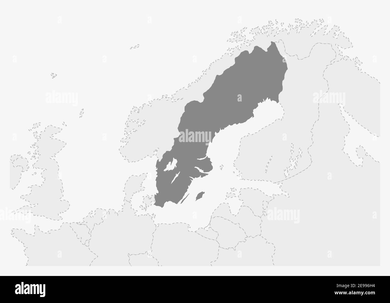 Map of Europe with highlighted Sweden map, gray map of Sweden with ...