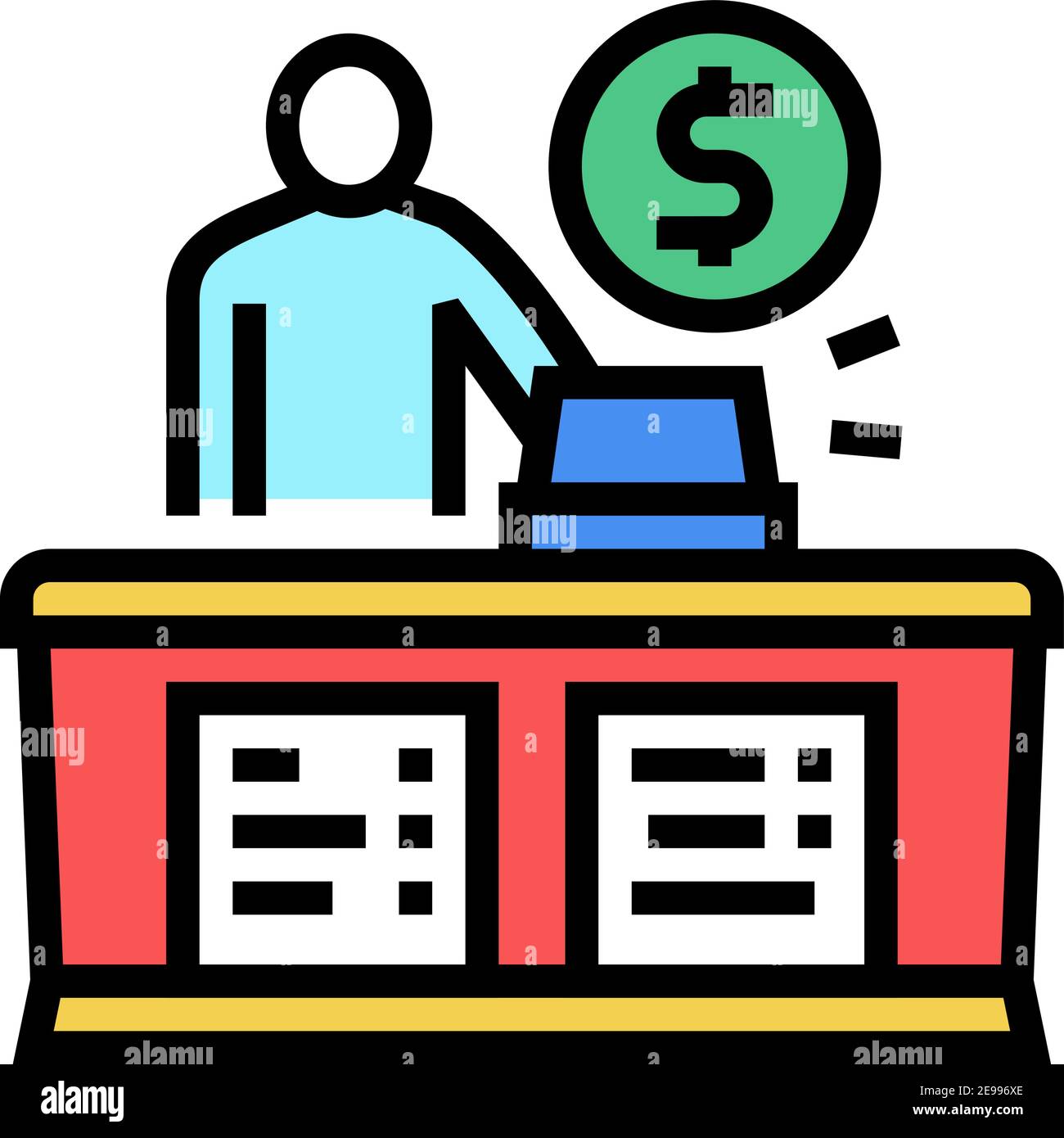 cashier seller at counter color icon vector illustration Stock Vector ...