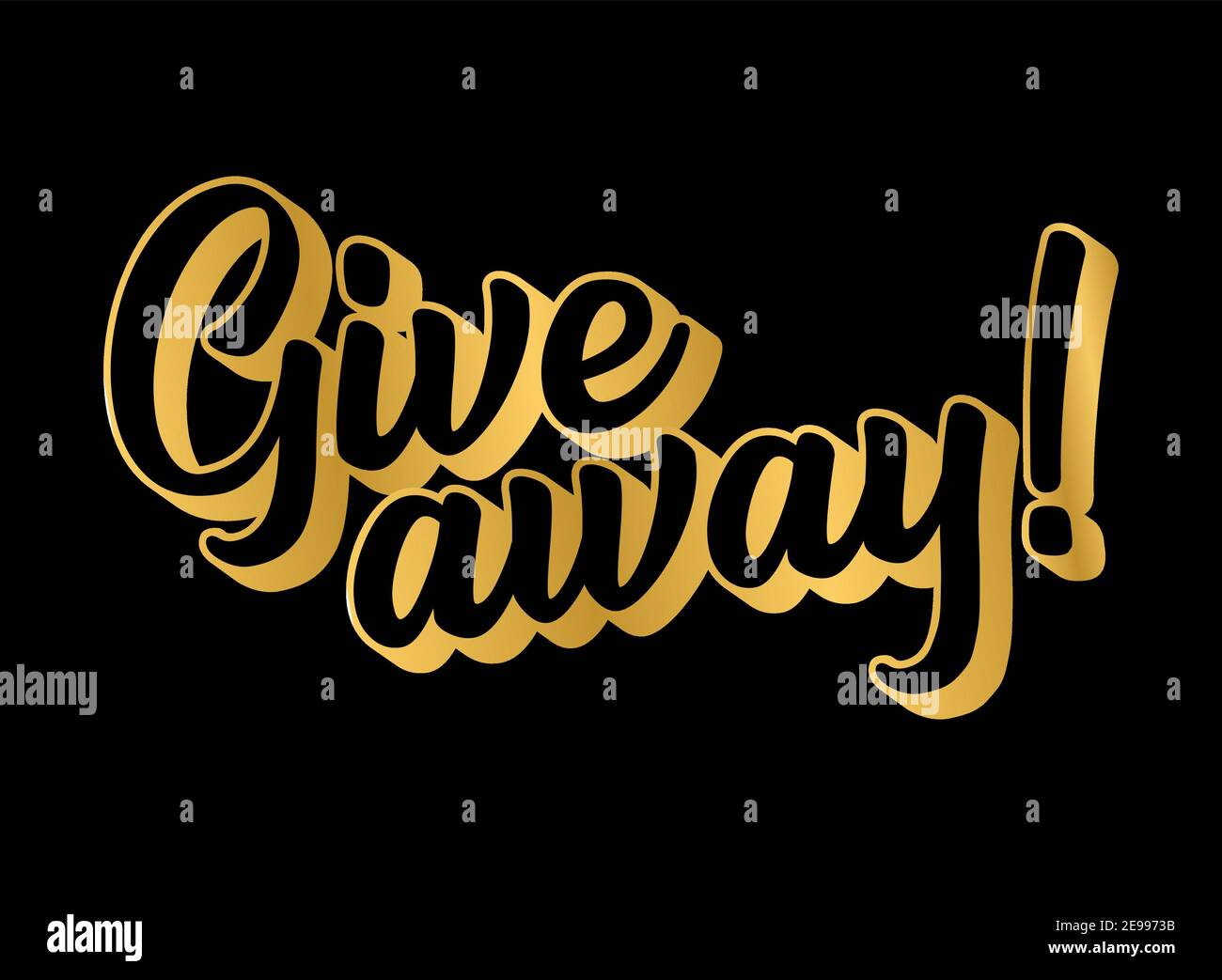 Hand sketched GIVEAWAY word in gold on black background. Lettering for ...