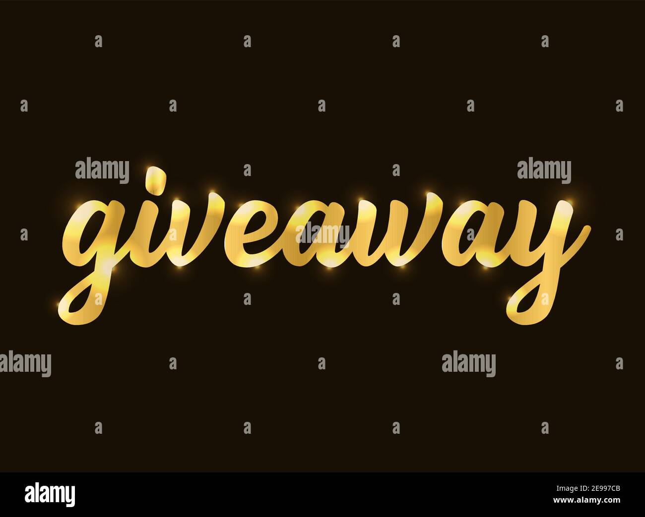 Hand sketched GIVEAWAY word in gold on black background. Lettering for ...