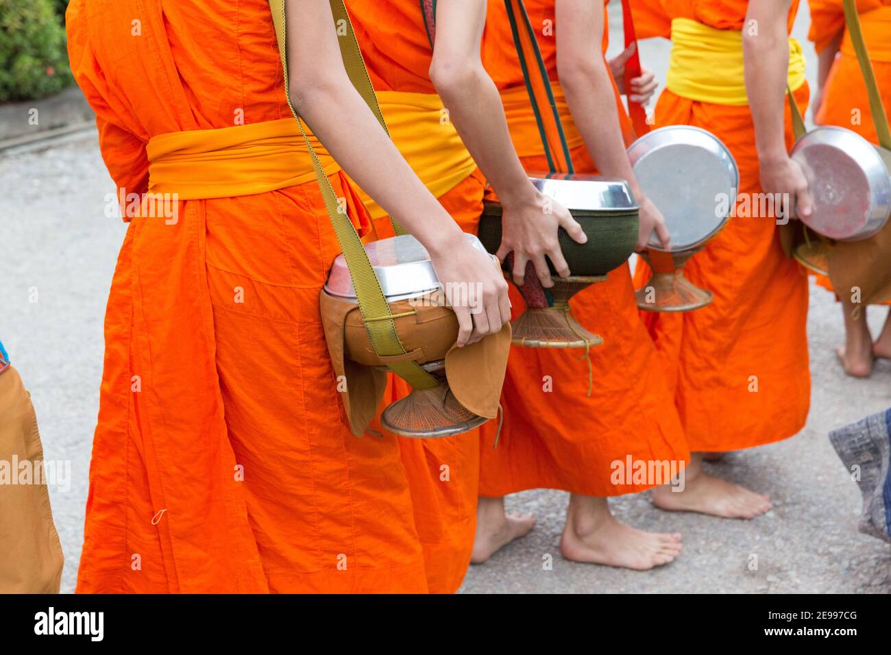 Luang Prabang, Laos Tak Bat or The monk's morning alms procession Stock ...