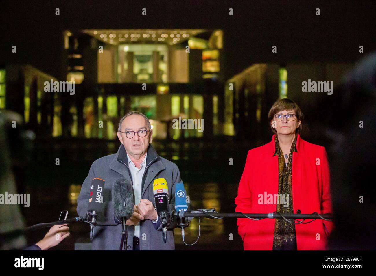 Berlin, Germany. 03rd Feb, 2021. Norbert Walter-Borjans and Saskia ...