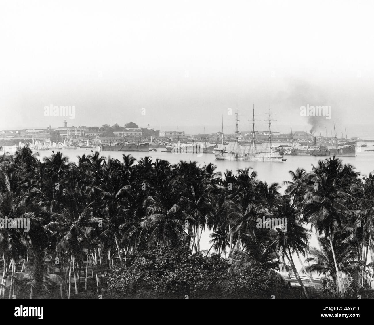 Late 19th century photograph - Colombo Harbour with ships, Ceylon, Sri ...