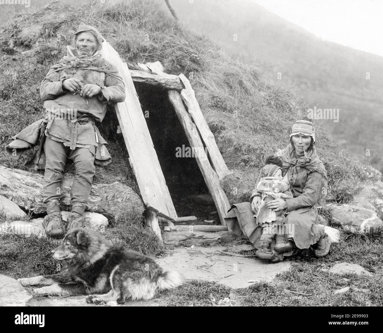 Late 19th century photograph - Sami outside home Stock Photo - Alamy