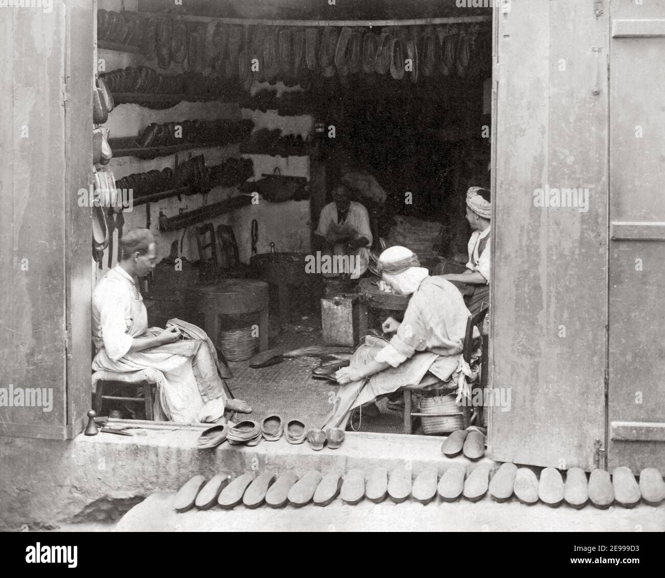 Late 19th century photograph - Cobbler's Shop, cobblers at work, India ...