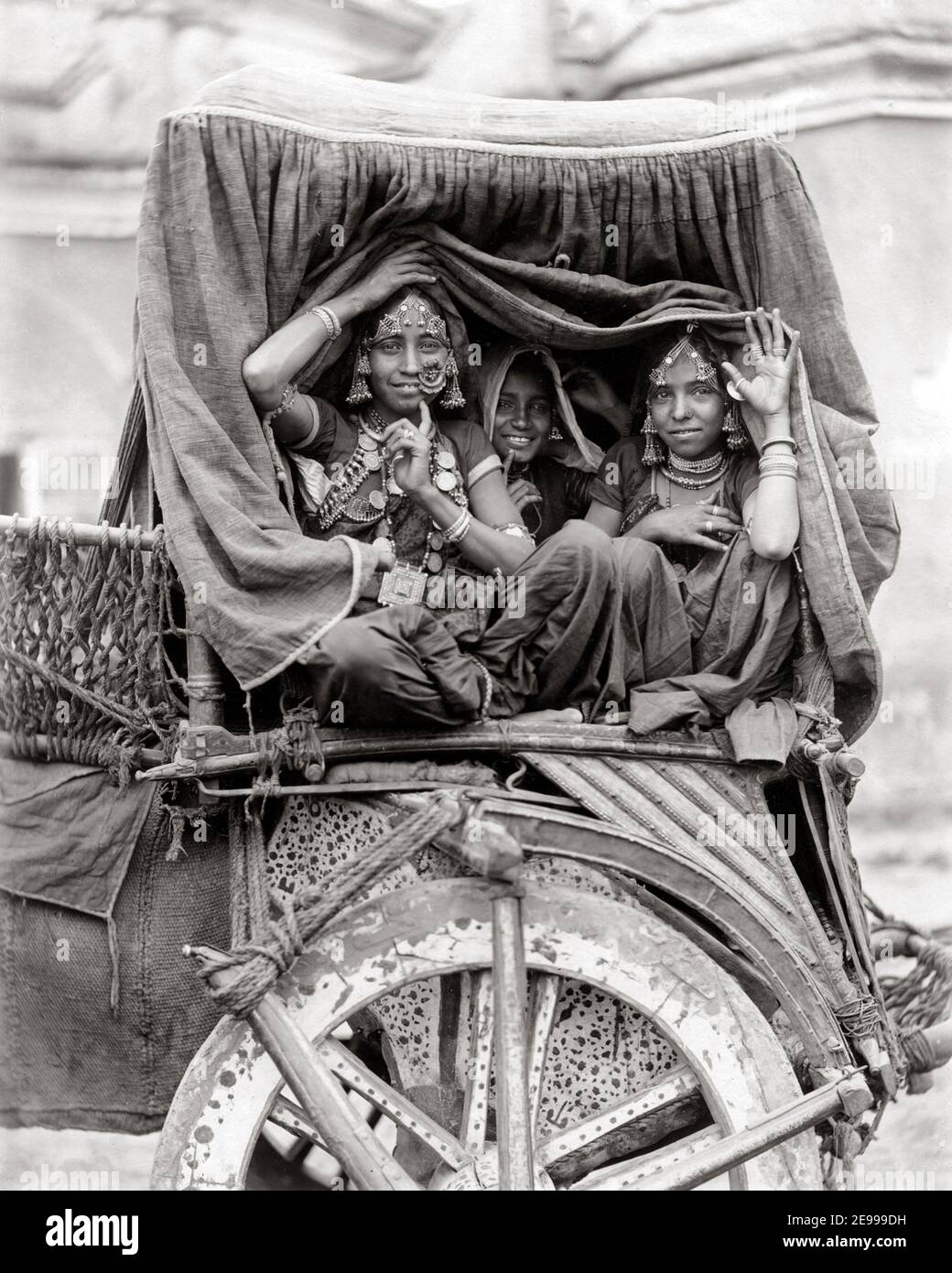 Late 19th century photograph - Three smiling Nautch Girls, India Stock ...
