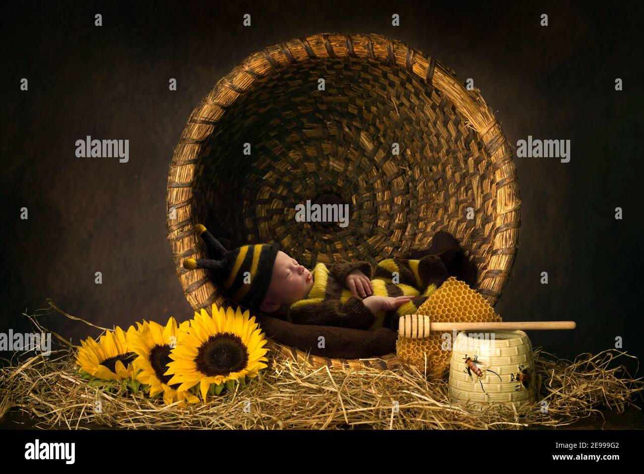Cute baby sleeping in bee outfit in an antique beehive Stock Photo - Alamy