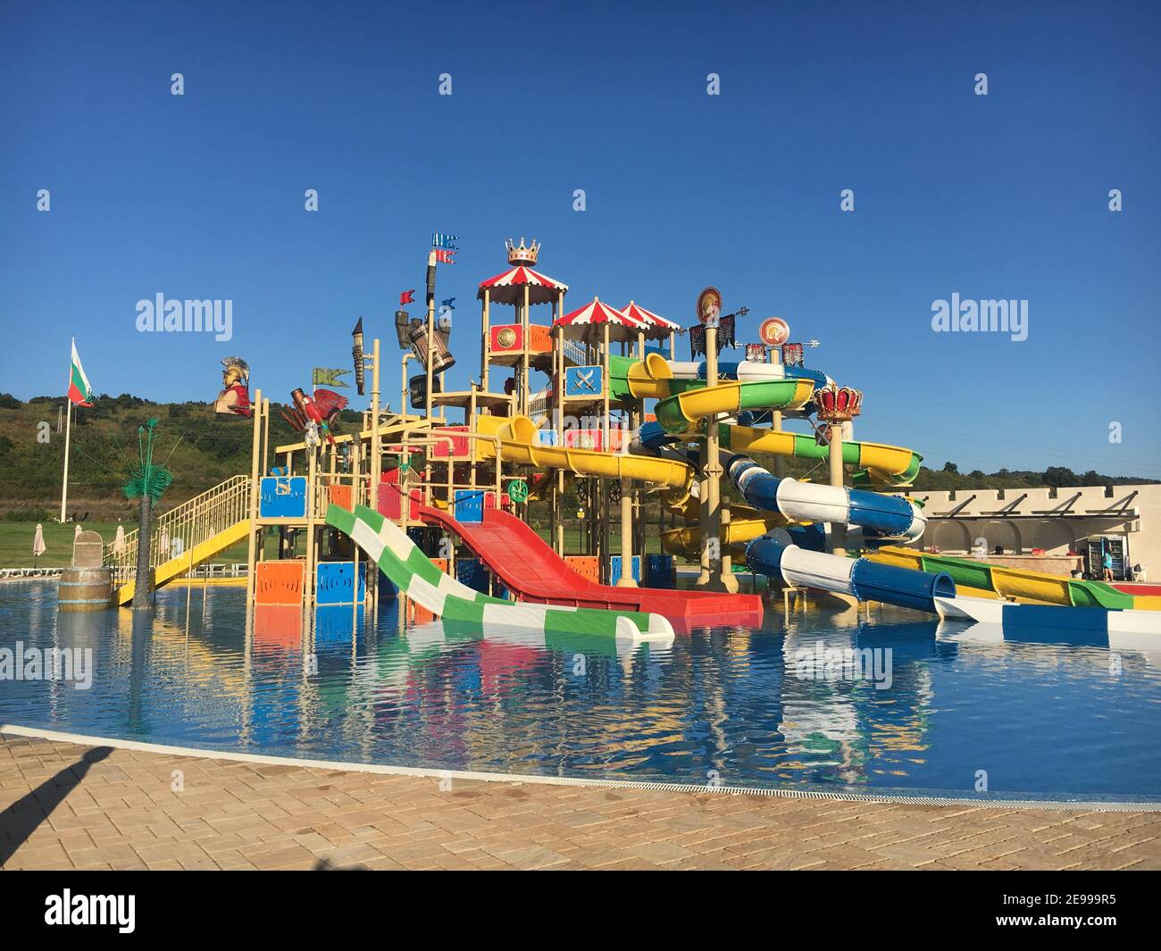 Water park with colorful slides. Playground for children Stock Photo ...