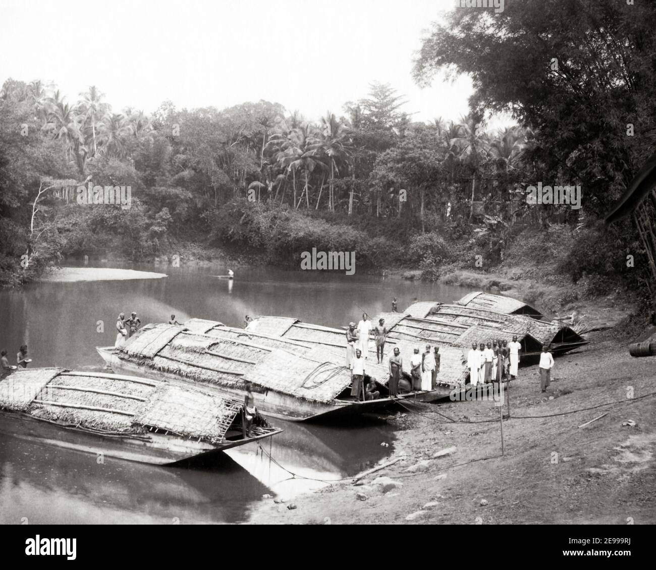 Late 19th century photograph - River Boats, Ceylon, Sri Lanka Stock ...
