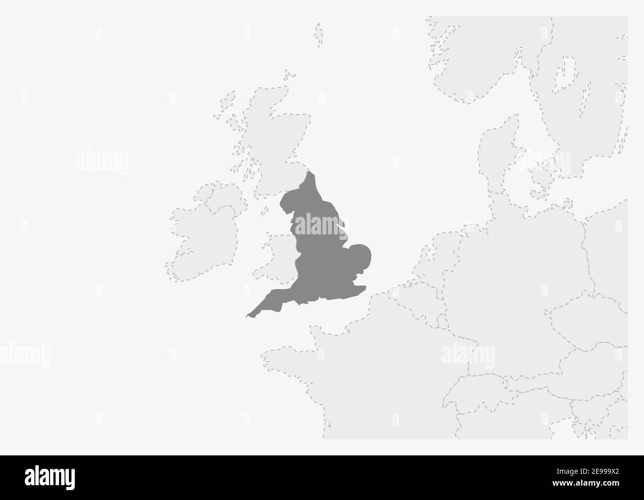 Map of Europe with highlighted England map, gray map of England with ...