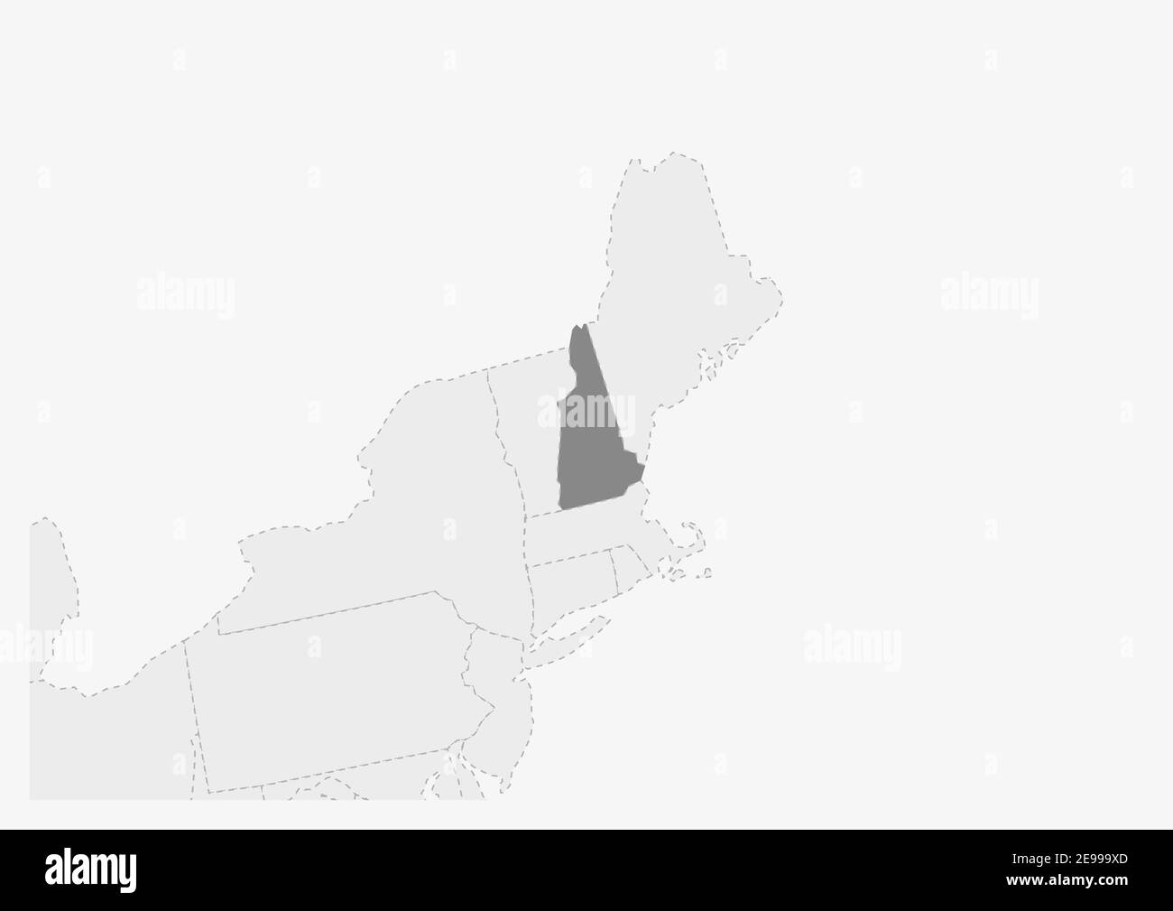 Map of USA with highlighted New Hampshire map, gray map of US State New ...