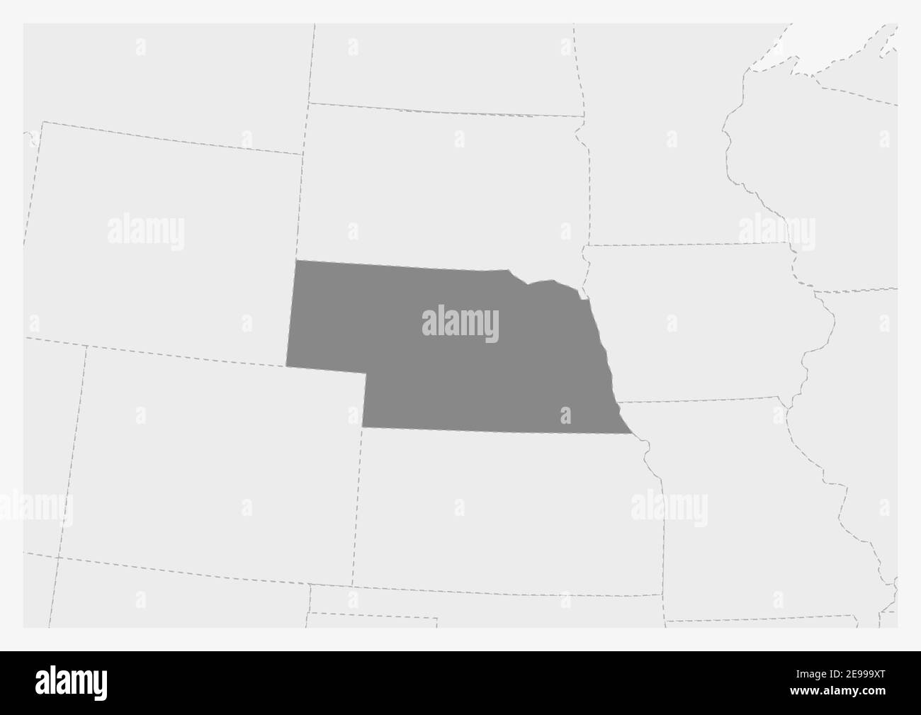 Map of USA with highlighted Nebraska map, gray map of US State Nebraska ...