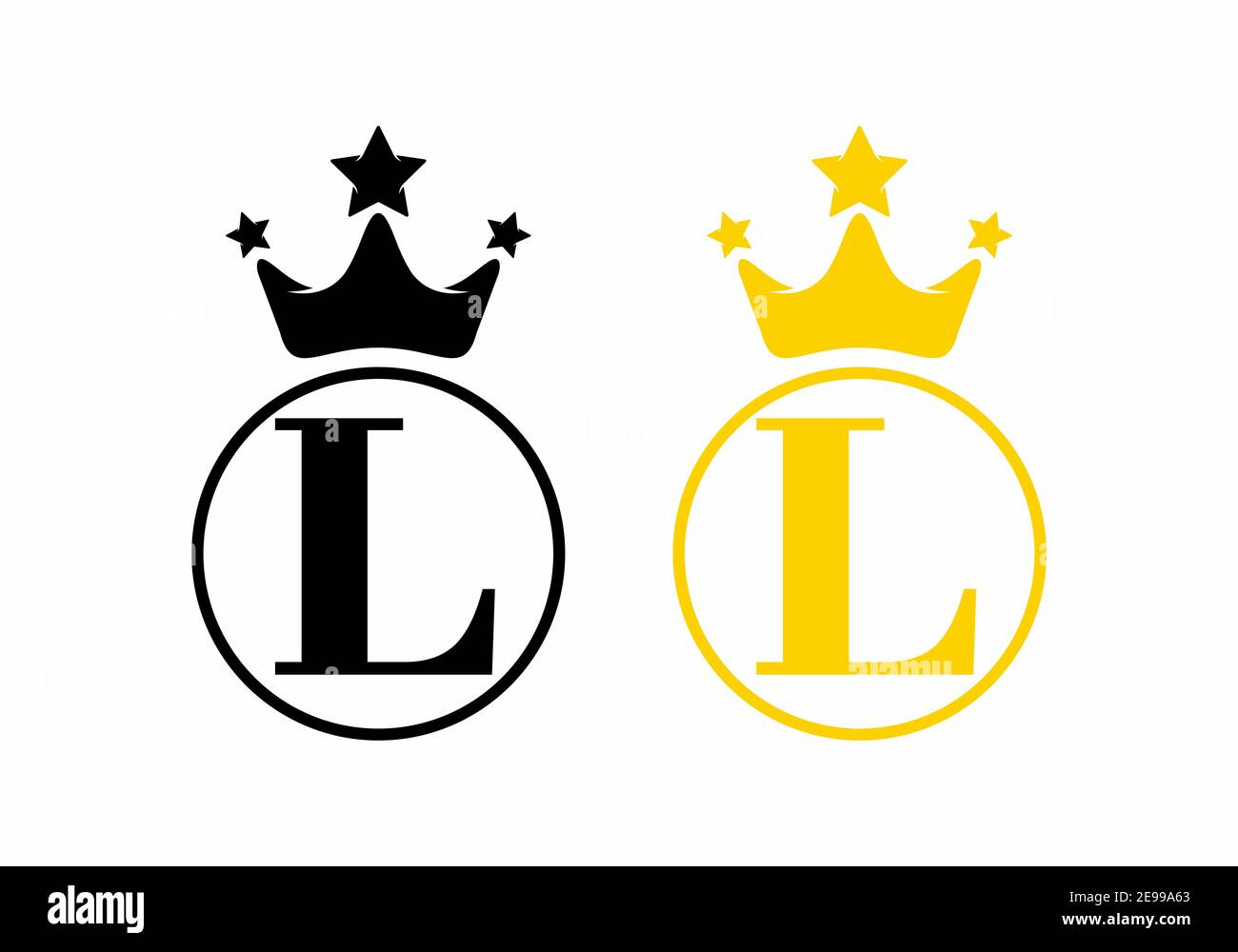 L initial letter with crown in circle logo design Stock Vector Image ...