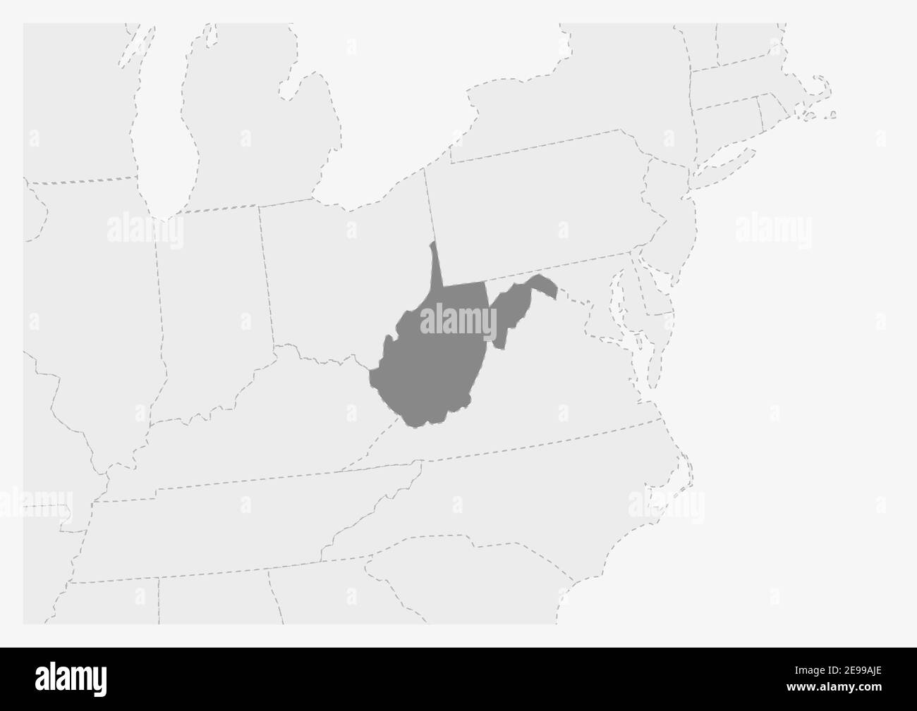 Map Of Usa With Highlighted West Virginia Map Gray Map Of Us State West Virginia With