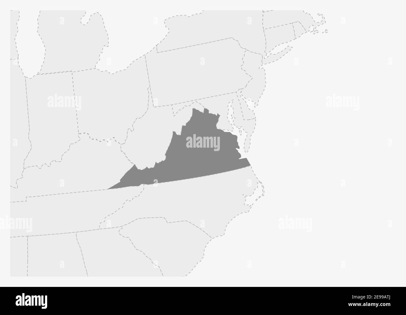 Map of USA with highlighted Virginia map, gray map of US State Virginia ...
