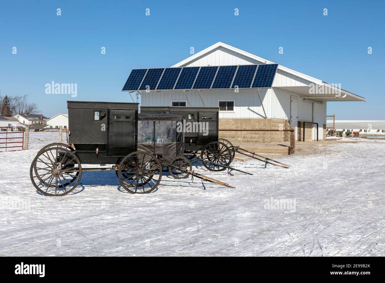 Amish farm with solar panels, Indiana, USA, by James D Coppinger ...