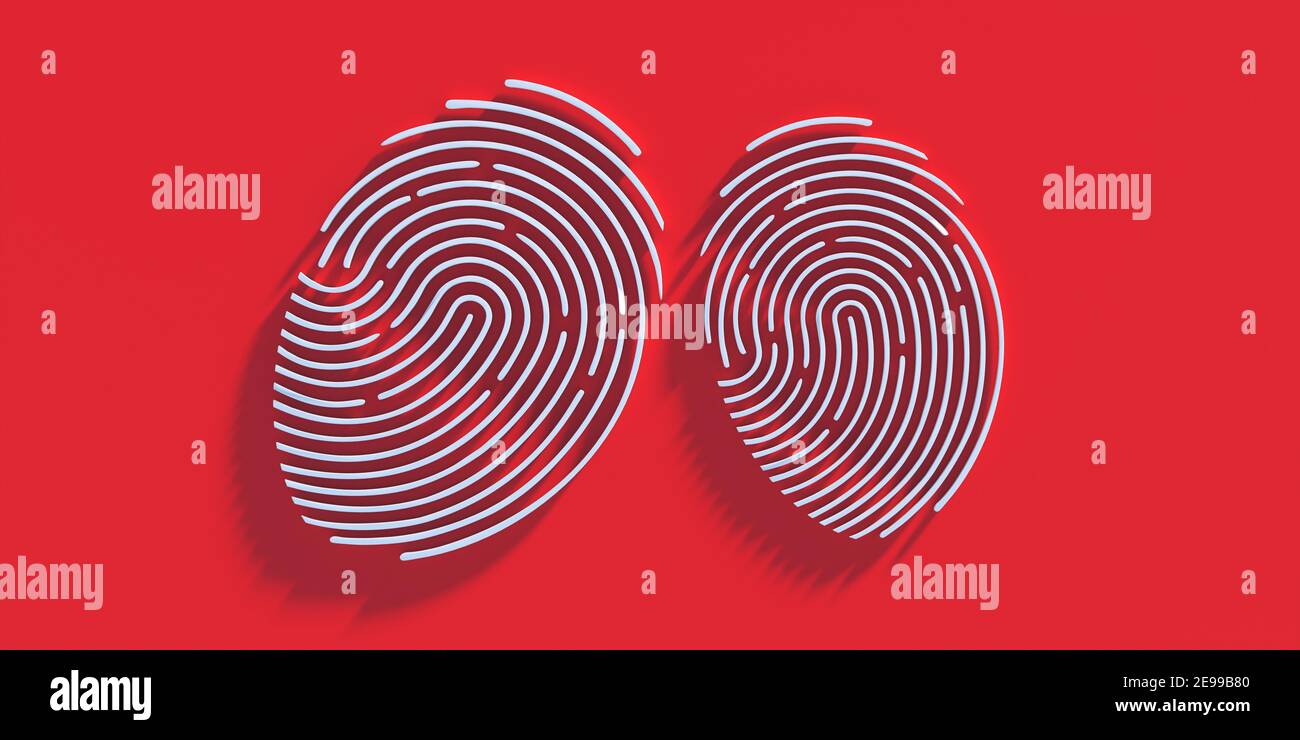 Fingerprint signs digital identify, access control on red color ...