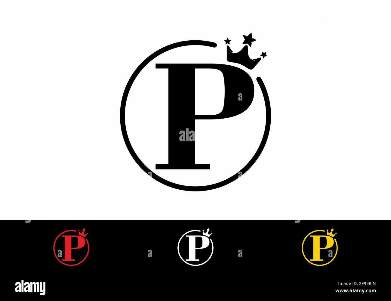 P initial letter in circle with crown logo design Stock Vector Image ...