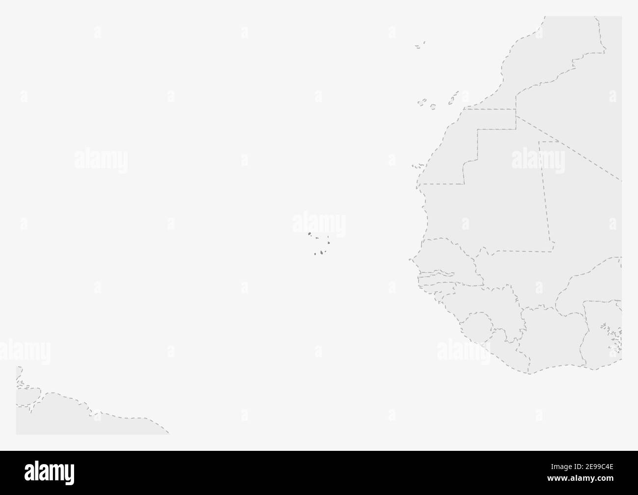Map of Africa with highlighted Cape Verde map, gray map of Cape Verde ...
