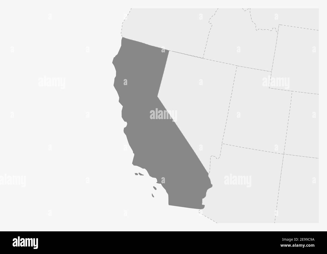 Map of USA with highlighted California map, gray map of US State ...