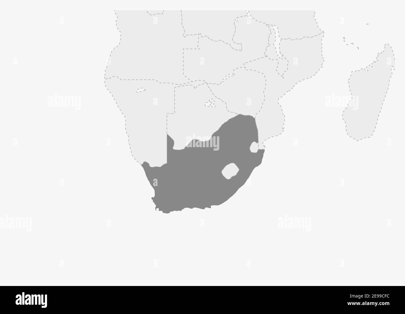 Map of Africa with highlighted South Africa map, gray map of South ...